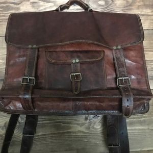 Vintage | Bags | Vintage Leather Cambridge Style Briefcase Backpack ...